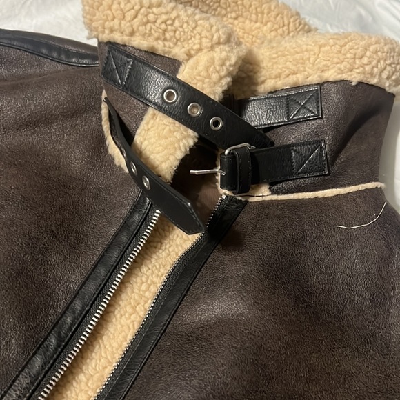 Zara | Jackets & Coats | Zara Faux Leather Shearling Brown Jacket ...